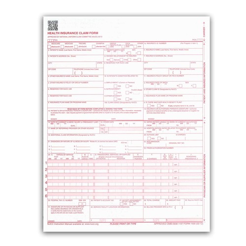 New CMS 1500 Claim Forms - HCFA (Version 02/12) 500 per Ream | eBay