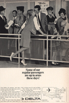 1966 Delta Air Lines: Regular Passengers Up In Arms Vintage Print Ad | eBay