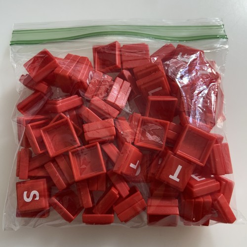 Scrabble UpWords 100 Red Plastic Letter Tiles 2006 Replacement Pieces ...
