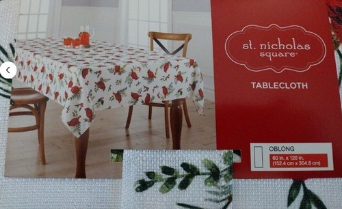 St. Nicholas Square Cardinal Holiday Sprig Toss Print 60 Oblong ...