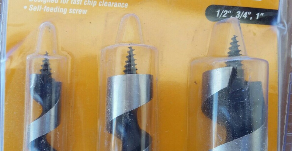 NEW WARRIOR 3 piece 18" SHIP AUGER BIT SET #68165 SEALED IN PLASTIC 1/2 ...