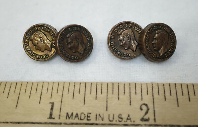 Cuff Links Stamped 1940 Era Georgivs VI D G BR OMN REX Copper Tone ...