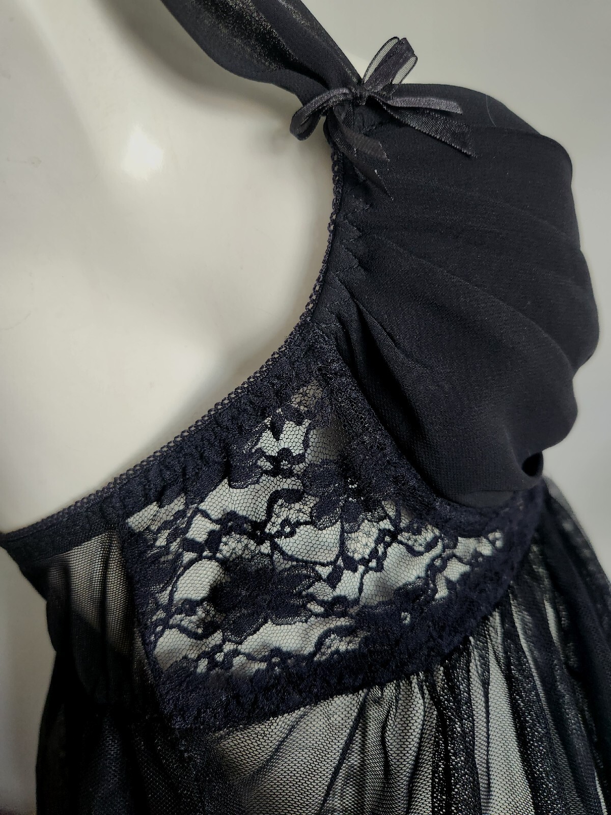 Linea Donatella Black Sheer Tulle Underwire Nightgown… - Gem