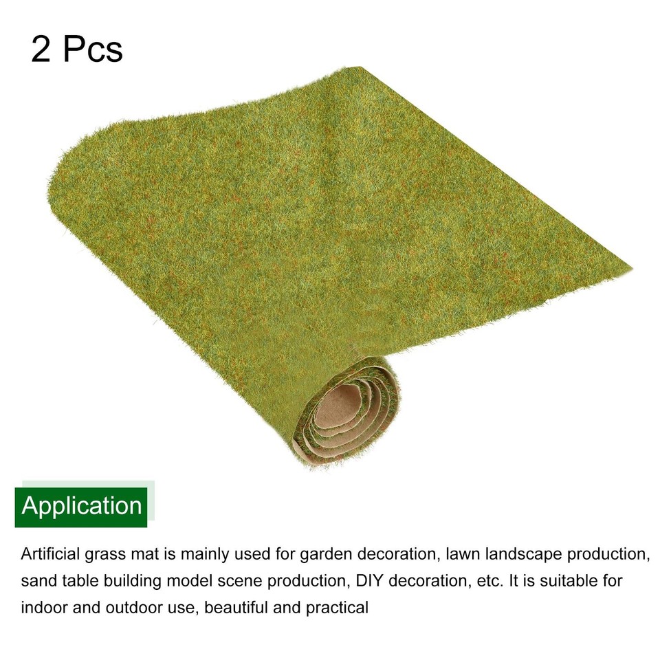 Artificial Grass Mat 3" x 10" Lawn Green Realistic Fake Turf 2pcs ...