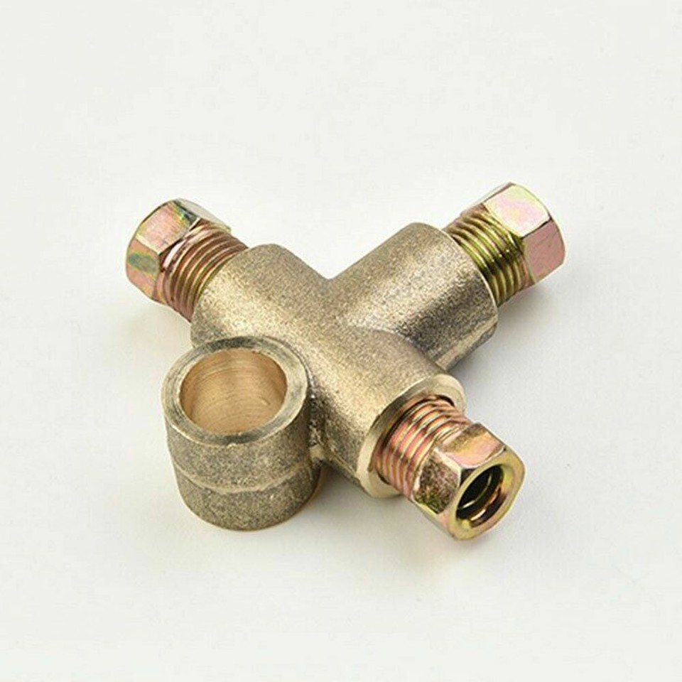 T Brake Line Tee Hose Connector 3 Way Adapter With 3 Male Nut Union 3/ ...