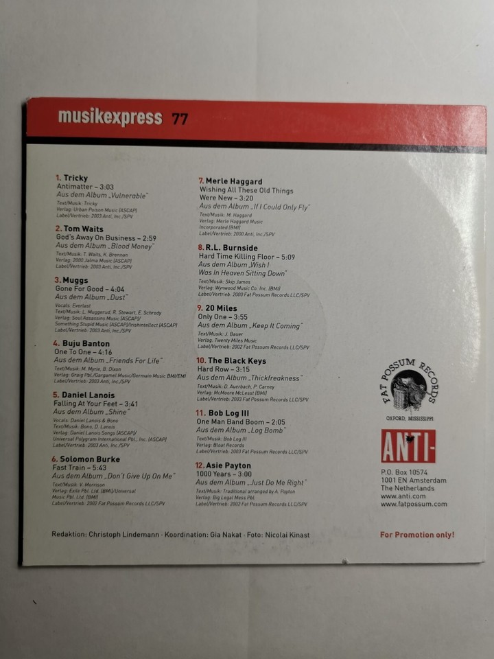 Musikexpress 77 - 2003 Fat Possum Records - 12 Titel #CD16 | eBay.de