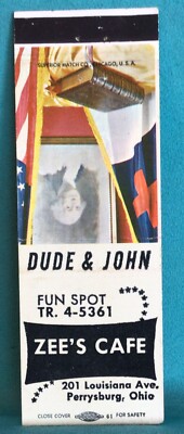 Matchbook Cover Zee’s Cafe Perrysburg Ohio Dude & John | eBay