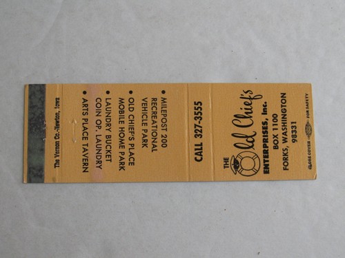 f76 Vintage Matchbook Cover Washington WA Old Chiefs Forks | eBay