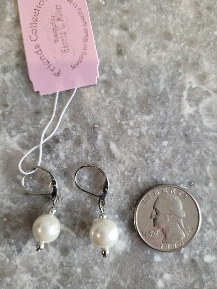 Faux white pearl drop earrings with leverback closure | eBay