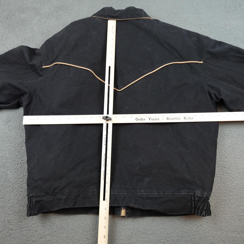 Schaefer Outfitter Western Jacket Mens XL Black Canvas Made USA Plaid ...
