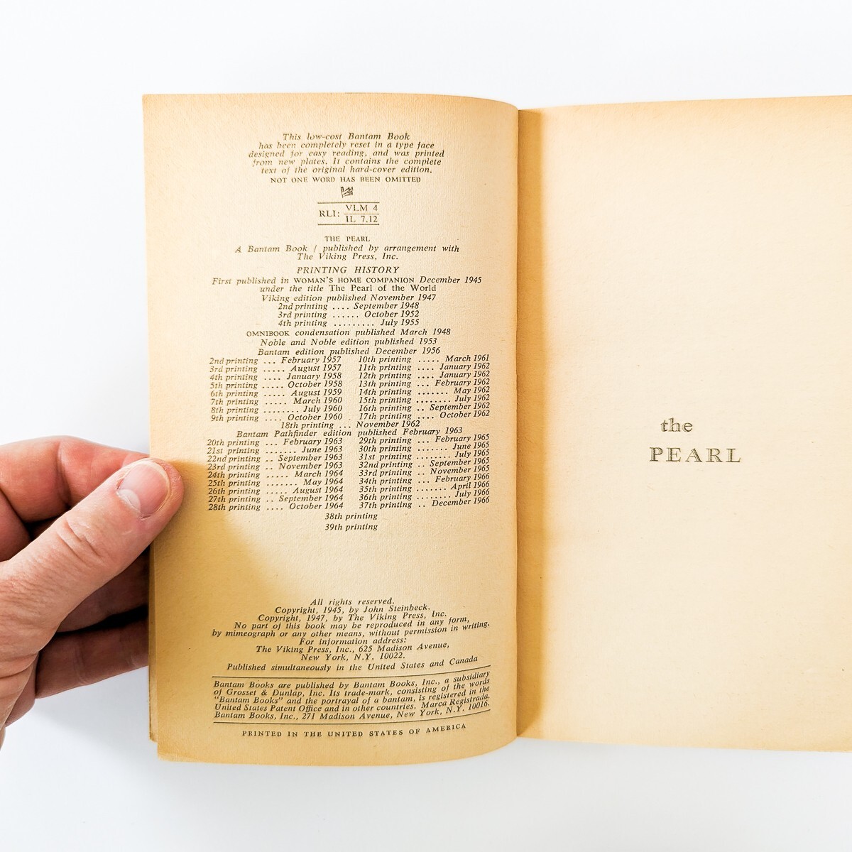 THE PEARL by John Steinbeck 1966 Bantam Pathfinder Edition FP78 ...