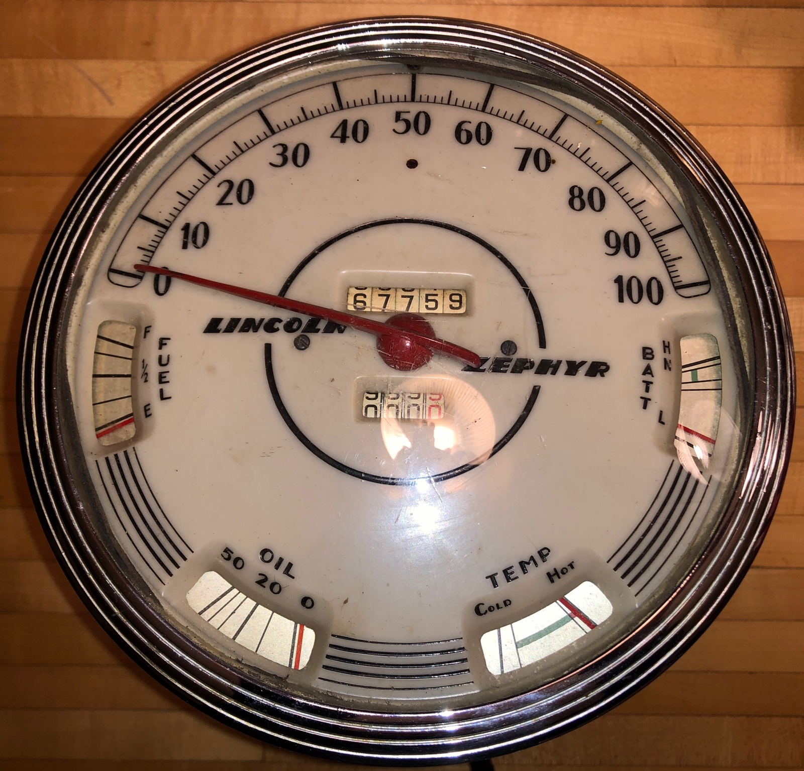 1939 Lincoln Zephyr Speedometer Fuel Oil Battery Gauge Pod Kustom Original RARE | eBay