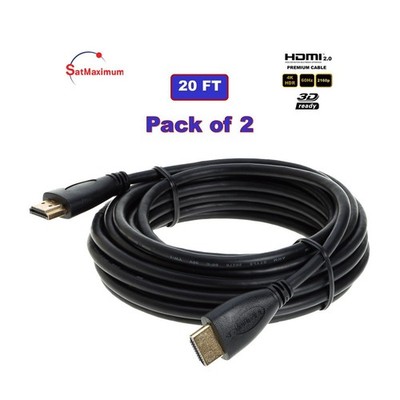 2-Pack 20FT High Speed HDMI Cable 1080P 60Hz HDTV Blu-ray DVD 3D PS5 ...