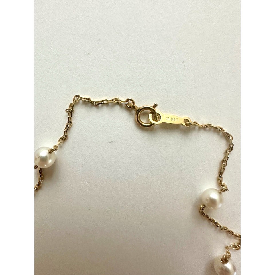 MIKIMOTO Stationed Pearl Necklace 18k Yellow Gold Chain 9 Pearls By ...