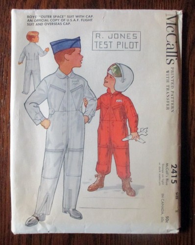 Vtg. 1960 McCalls Costume Pattern 2415 Boys Test Pilot Uniforms, Hat ...