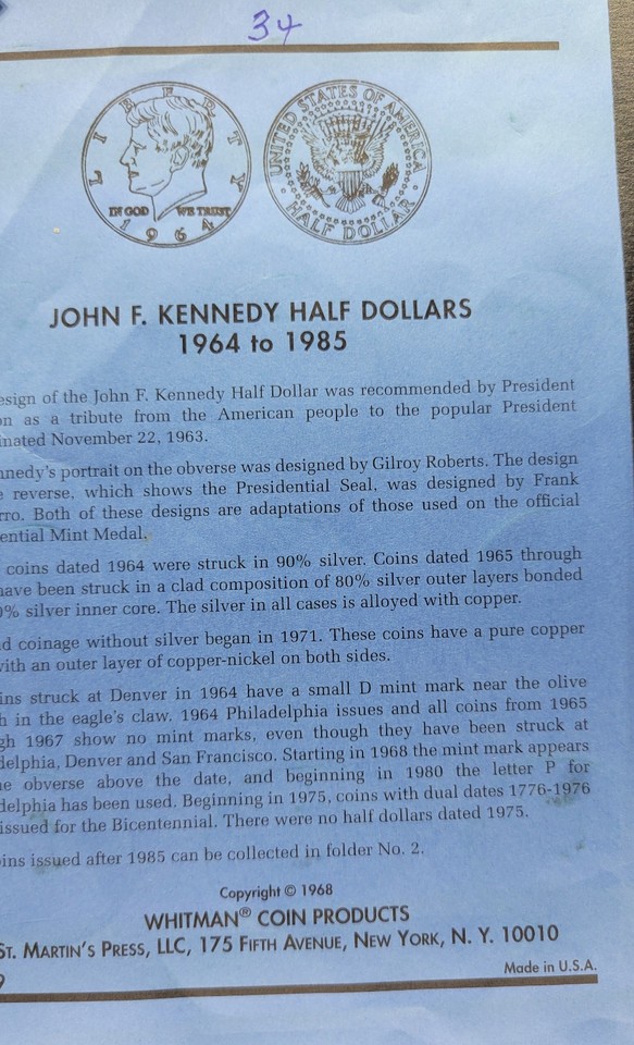 1964–2003 Kennedy Half Dollar Set – 2 Whitman Albums – 72 Coins (8 ...