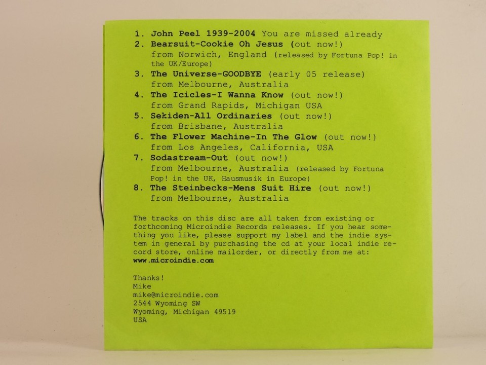 VARIOUS ARTISTS MICROLINDIE RECORDS (584) 8 Track Promo CD Album ...