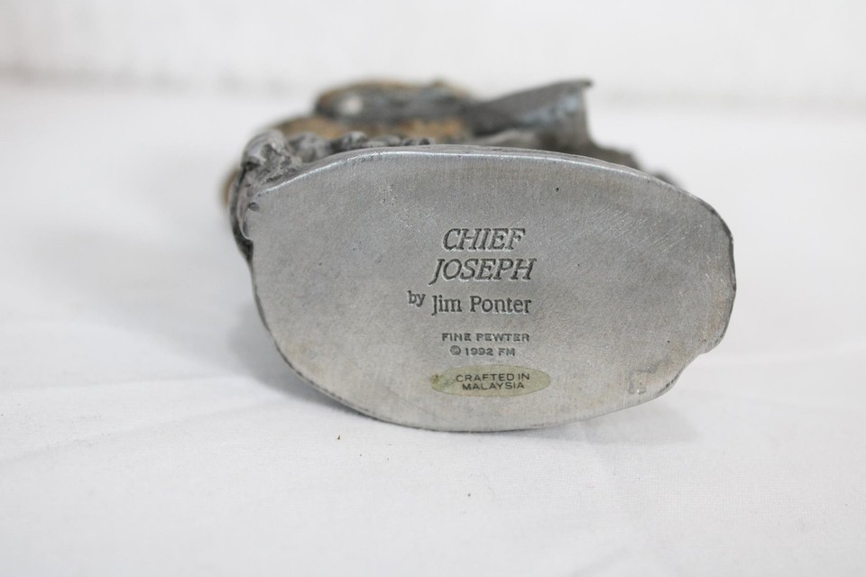 Jim Ponter Fine Pewter 1992 Franklin Mint Statue Native American Chief ...