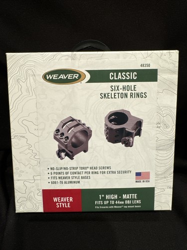 Scope Rings-Weaver Classic Six-Hole Skeleton Rings 1" Matte 48350 | eBay