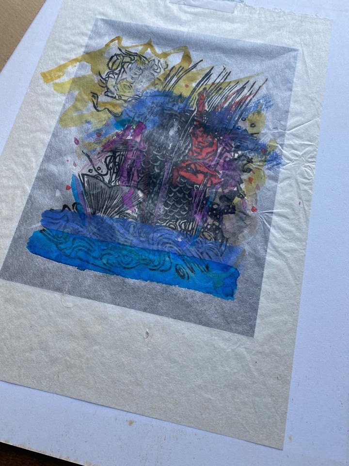 Japanese Woodblock Print + Hand Painted "SHOBAKU-CHOHI" "MASARU KONDO ...