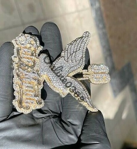 2.24ct Natural Moissanite Men's Custom Name With Bird Bail Pendant 925 ...