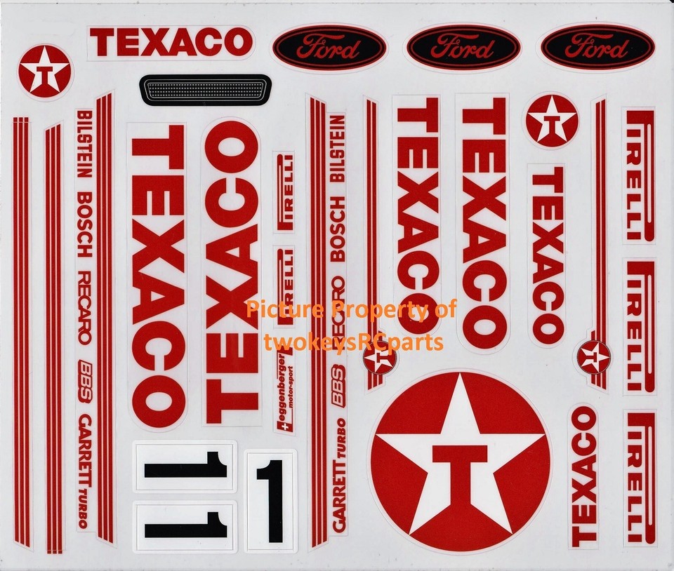 TEXACO DECALS ONLY 1:10 RC Clear Lexan body Ford Sierra RS500 | eBay Australia