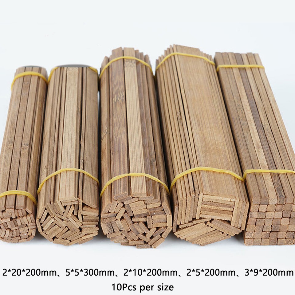 50Pcs Bamboo Wood Rod Sticks Strips Unfinished Wooden Building Model ...