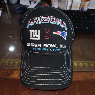 New York Giants Super Bowl XLII 42 Hat Adult Reebok Black Adjustable ...