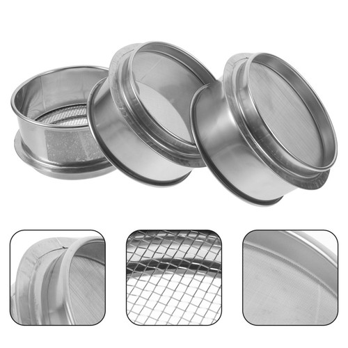 3pcs Stainless Steel Fine Mesh Sifting Test Sieve For Kitchen Soil ...