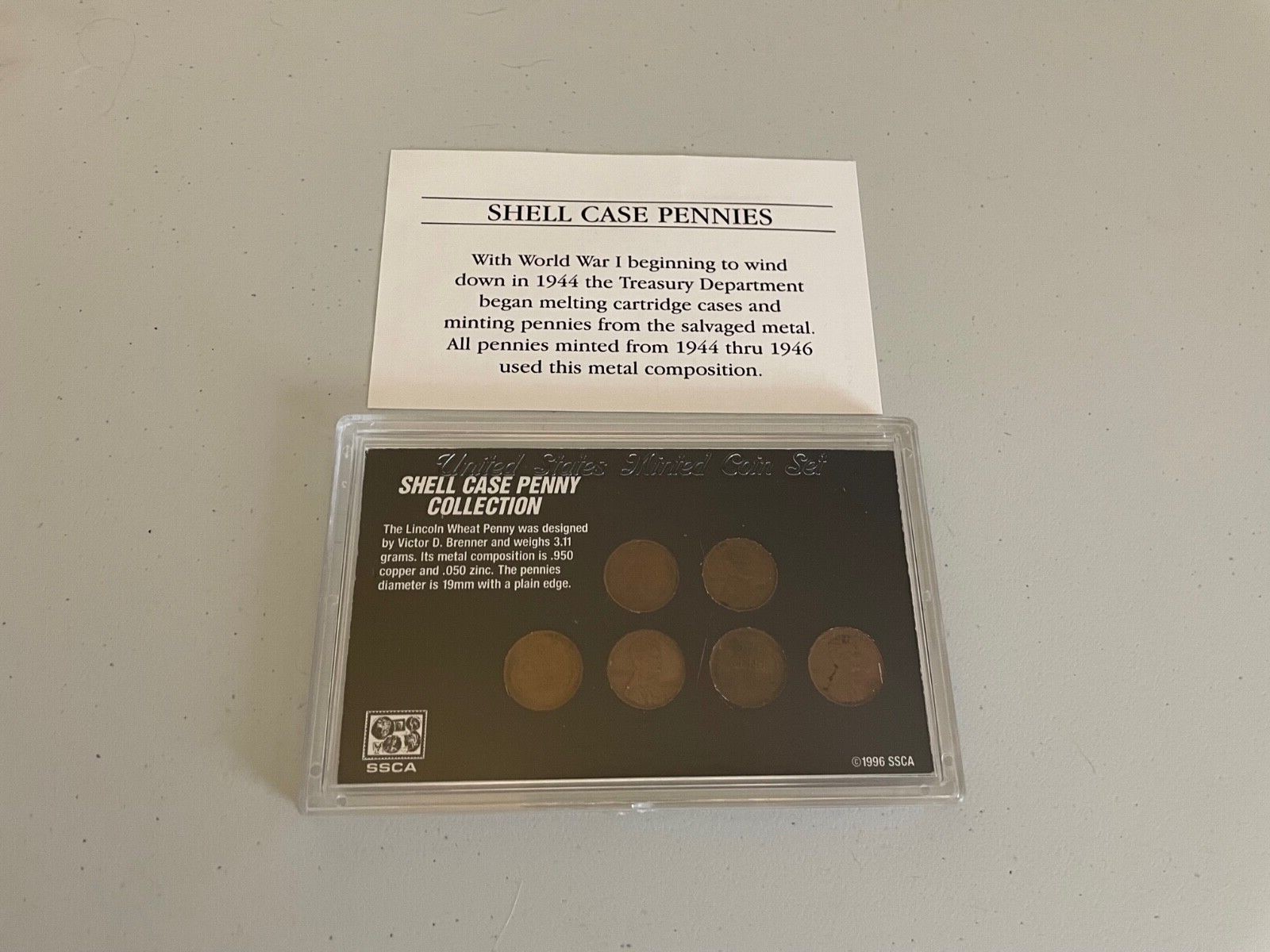 1996 SSCA Shell Case Penny Collection, Lincoln wheat pennies, 1944-1946 ...