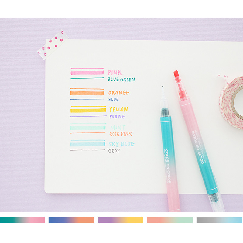 Color on Color Twin Plus 10COLOR Pen 2 Way Pens Thick Dual Nibs ...