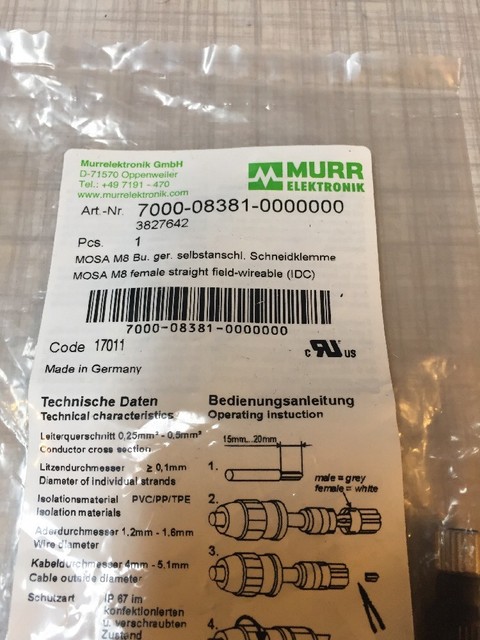 Murr Elektronik 7000-12481-0000000 7000124810000000 Field Connector M12 ...