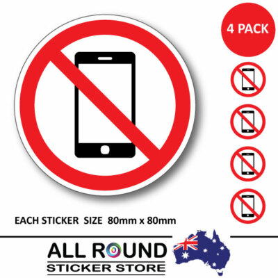 QTY 4 X No Mobile Phones sticker decal safety sticker | eBay Australia