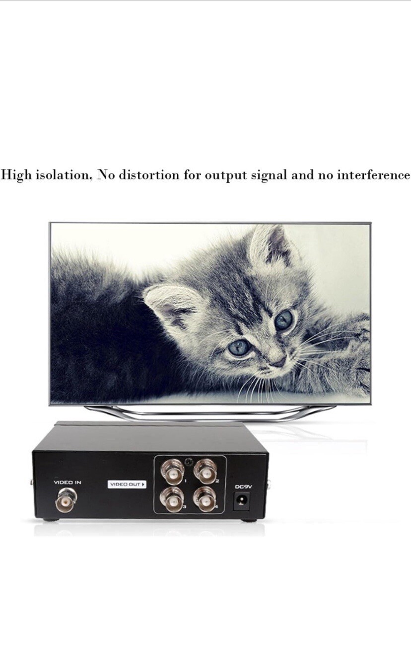 4/8 Port BNC Video Splitter For AHD/HD-TVI Analog CCTV Cameras Black ...