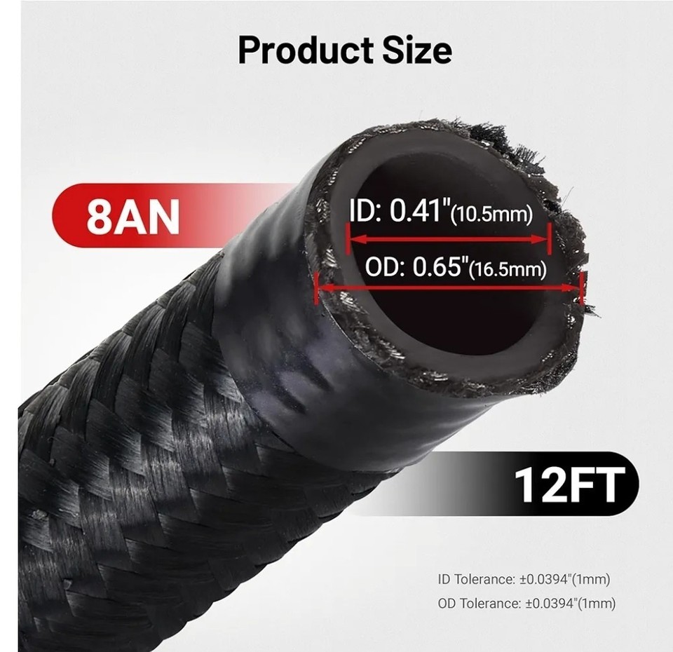 EVIL ENERGY 8AN Fuel Line Kit, 8AN Nylon Braided Fuel Line Hose Fitting ...