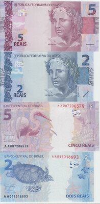 Brazil banknote P. 252a-253a 2 & 5 Reais pfx AA, UNC We Combine 2001 | eBay