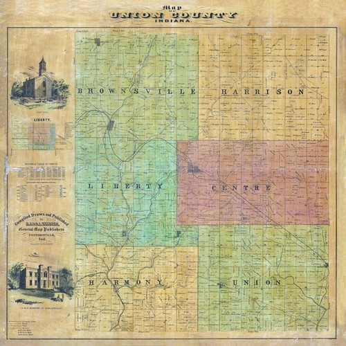 1855 Farm Line Map of Union County Indiana | eBay