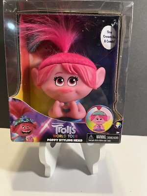 DreamWorks Trolls World Tour Poppy Styling Head Doll w Crown comb NIB ...