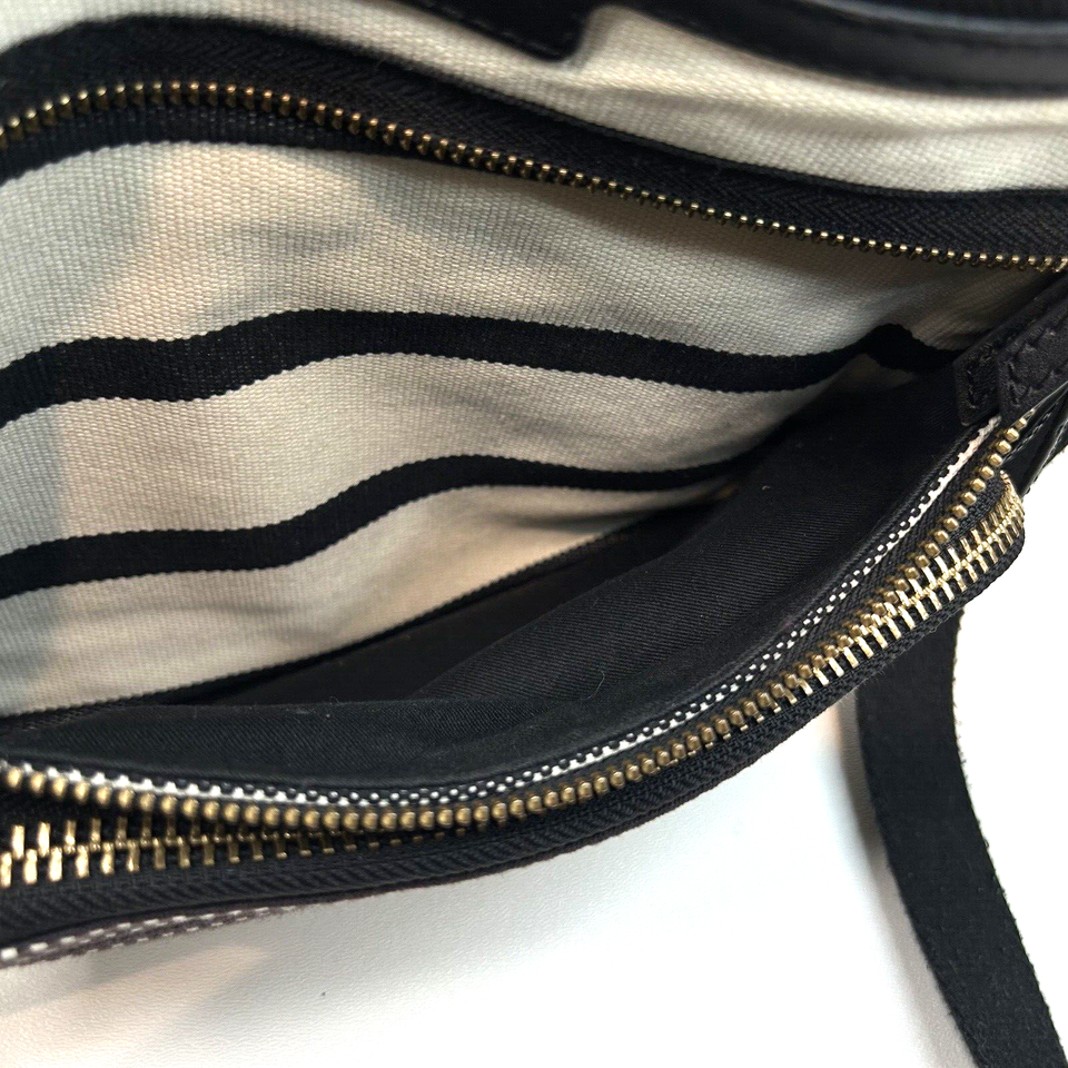 :Sturdy Urban FOSSIL Heavy Cloth Black/Cream Striped Crossbody Bag | eBay