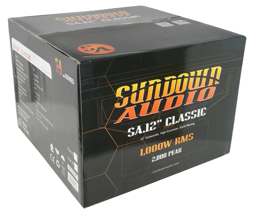 (2) Sundown Audio SA-12 D4 Classic 12" 1000w Subwoofers+Vented Sub Box ...