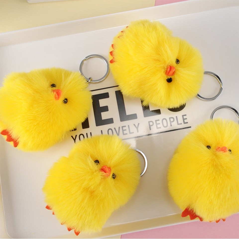2 Pcs Plush Yellow Duck Keychain Pendant Creative Bag Hanging Decor ...