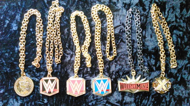 GOLD- SET OF 5 WWE NXT & European Championship link chain Pendant ...