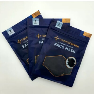 Tommie Copper Community Wear Face Mask - Black, 2 Pack, Lot of 3 ...