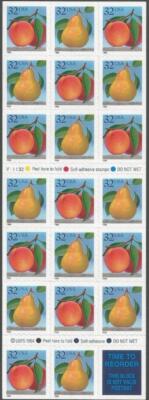 Booklet of 20 - Scott BC61C, 2494a - 32 cent - Peaches & Pears - 1995 ...