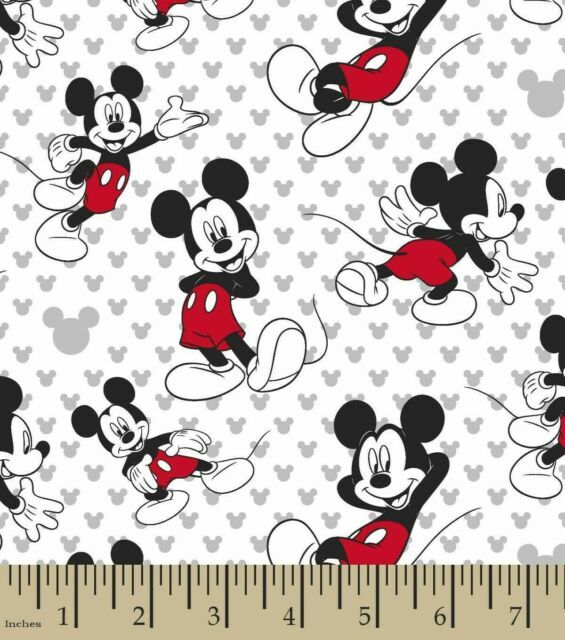 1/4 Yard 9"x43" Disney MICKEY MOUSE TOTALLY TOSS COTTON FABRIC CHILLING ...