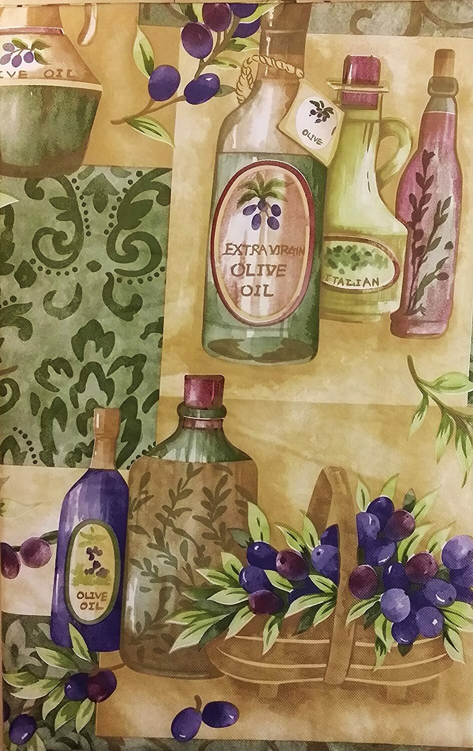 Tuscan Inspired Flannel backed Vinyl Tablecloths. Round, Oblong, Square ...