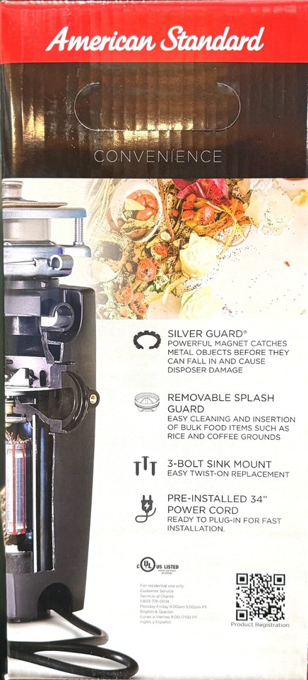 American Standard Slim Line 1.25HP Food Waste Disposer ASD-825-SL ...