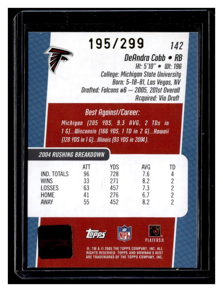 Deandra Cobb 2005 BOWMAN'S BEST AUTOGRAPH /299 AUTO RC, SN699 Rookie | eBay