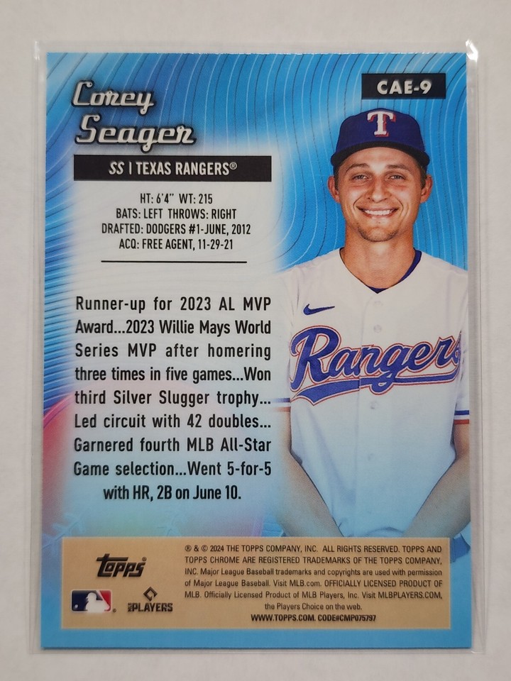 Corey Seager 2024 Topps Chrome All-Etch Green Refractor #/99 Rangers | eBay