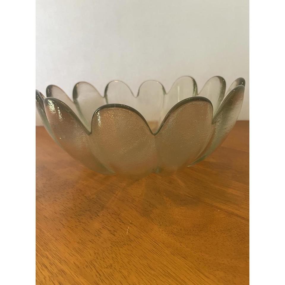 Vintage Blown Glass Amber Lotus Petal Bowl, Benko Style 12 Petals Heavy ...